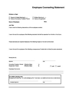 Counseling Statement Written - Infinium HR